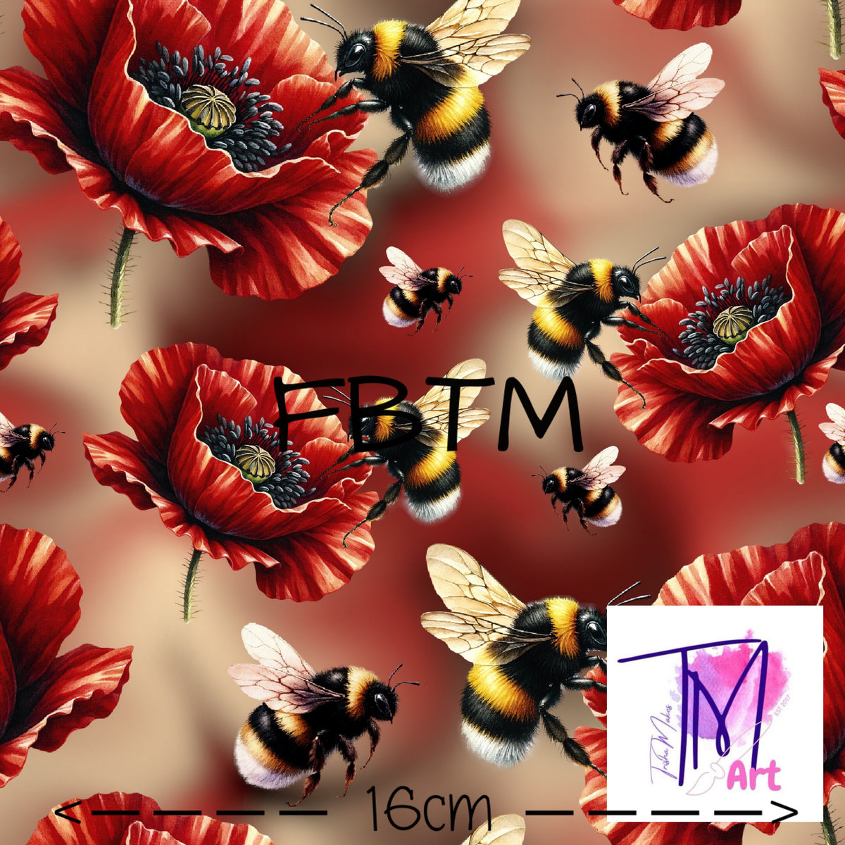 ROUND 51 - Exclusive Poppy Bees Dark – Fabric by TrishaMakes